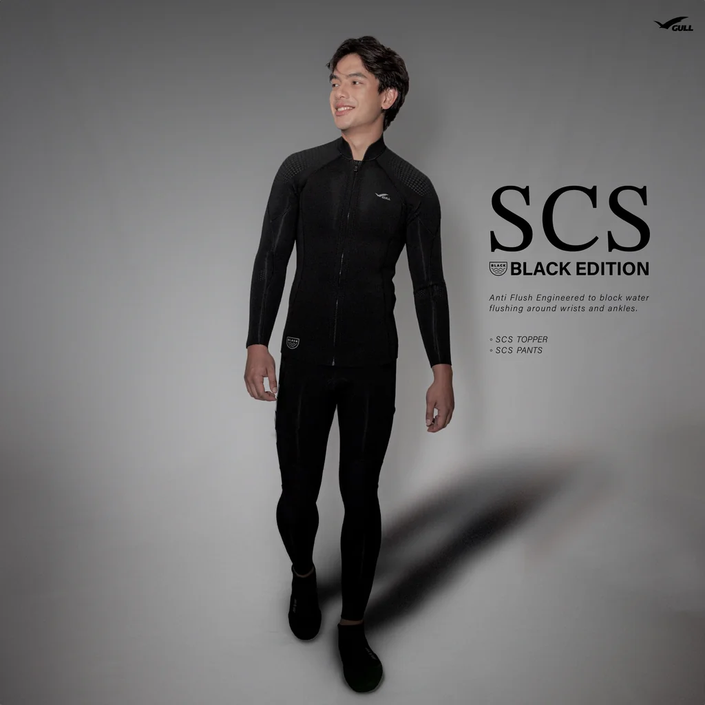 GULL - Wetsuit SCS BLACK EDITION 3mm. TOP & PANTS Men's เวทสูทดำน้ำสำหรับผู้ชาย - Dive Info
