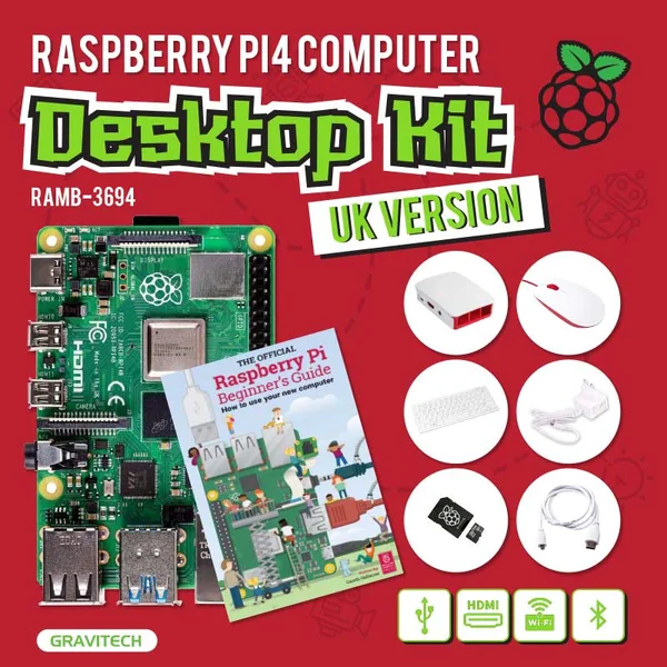 Raspberry Pi4 Computer Desktop Kit - EU version - GRAVITECH THAI (THAILAND)